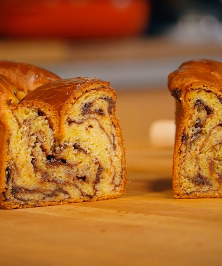 Greek sweet bread-tsoureki with chocolate filling - ΟΛΥΜΠΟΣ