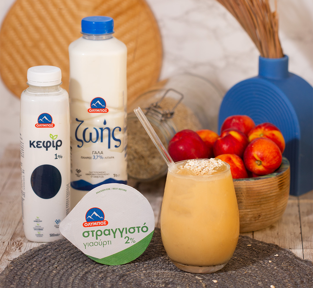 Smoothie με κεφίρ, γιαούρτι και ροδάκινο - ΟΛΥΜΠΟΣ